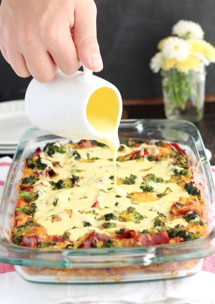 Broccoli Cheddar Breakfast Strata with Blender Hollandaise | 3 Yummy ...